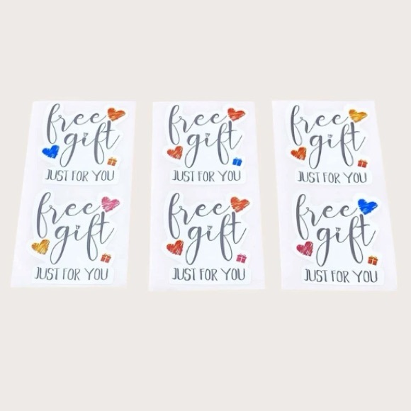 Office | New 5 Pack Die Cut Free Gift Just For You Stickers With Hearts ...